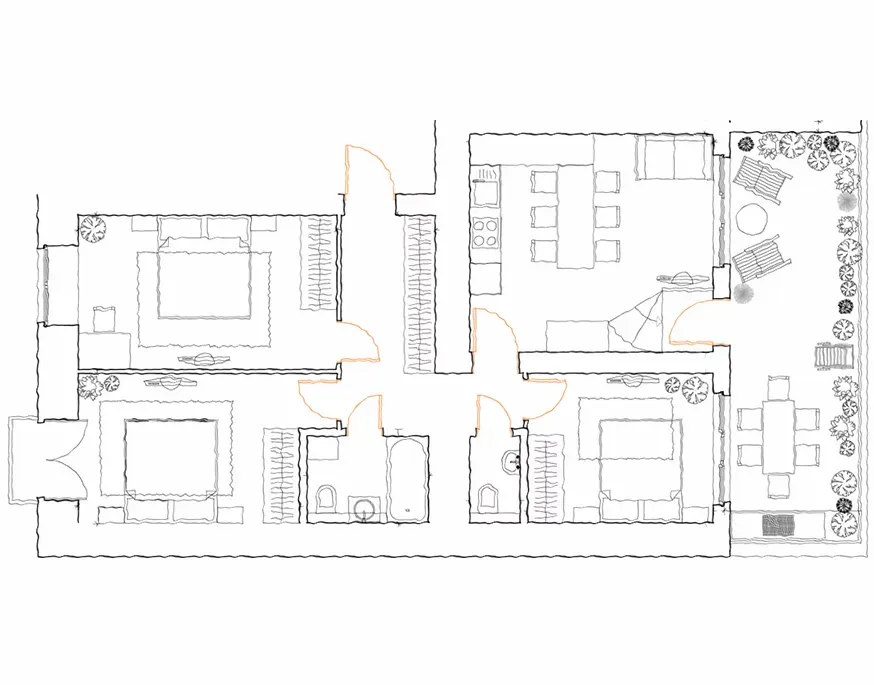 2D Floor Plan Services with Texture and Furniture
